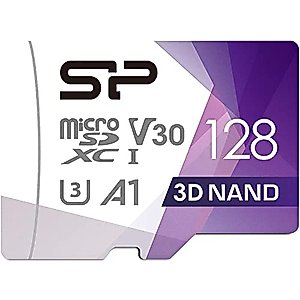 Silicon Power 128GB Micro SD Card U3 SDXC Up to 100MB/s High Speed Memory Card with Adapter for Cams, Steam Deck, DJI Pocket 2 and Drones