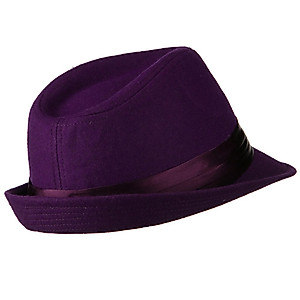 Fedora with Pleated Satin Band - Purple OSFM