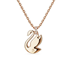 SWAROVSKI Swan Pendant Necklace with Pink Crystal Pavé on rose-gold tone Plated Chain, Part of the Iconic Swan Collection