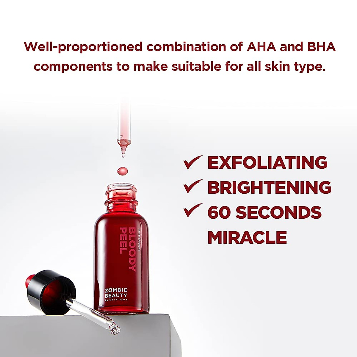 SKIN1004 Bloody Peel 1.01 fl.oz, 30ml AHA 17% Peeling Solution, Pulls off Dramatic Exfoliation Effect with Special Home-care