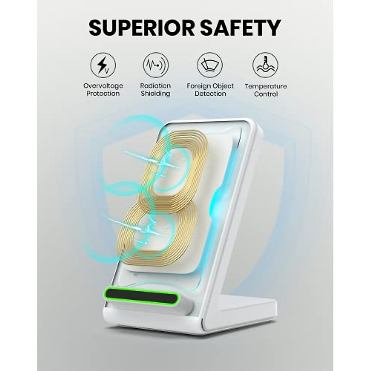 Wireless Charger, Wireless Charging Stand for iPhone 14/13/12 Pro Max/Pro/Mini, SE 11 X XR XS MAX 8 Plus, Wireless Phone Charger for Samsung S22/S21/S20/S10/S9+/Ultra, Note 20/10/9/8 (No AC Adapter)