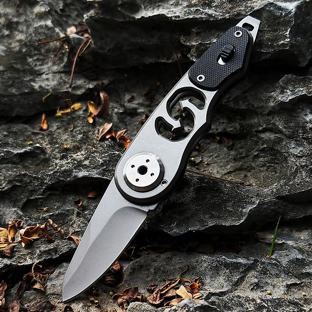 VIRENKNIFE Mini Folding Knife, Swivel Open Pocket Knife, Small EDC Knife with Pocket Clip and Glass Breaker for Men Women, Sharp Camping Survival Hiking Knife