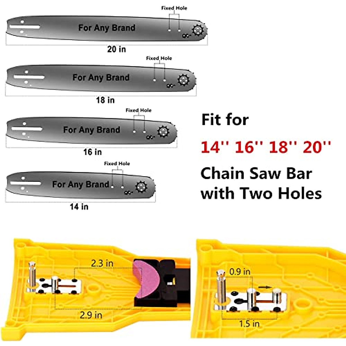 shuoguoleilei Chainsaw Sharpener, Chainsaw Sharpening Kit Chain Saw Blade Sharpener Fast Sharpening Stone Grinder Tools Bar Mounted Fit for 14 16 18 20 Inches with 5 Whetston (Black)