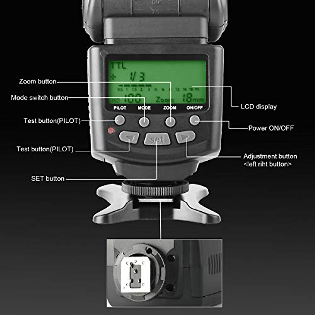 Meike MK430 TTL Flash Speedlite Compatible with Nikon D7100 D5300 D5200 D3500 D3100 D600 D800 D3200 D90 D80 D300 D7500 D780,etc