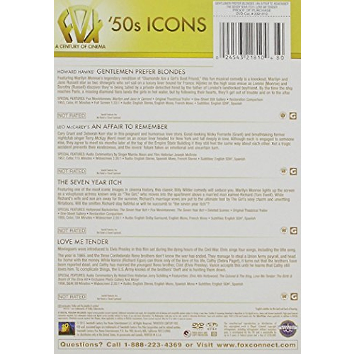 Gentlemen Prefer Blondes / An Affair to Remember / The Seven Year Itch / Love Me Tender Quad Feature