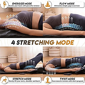 Electric Heating Back Stretching Mat - Gemibee Portable Yoga Flex Body Pain Relief Massage Mattress Bed for Neck, Waist & Hips, Muscle Soreness & Tension Relax, Foldable with Handle Home Gym