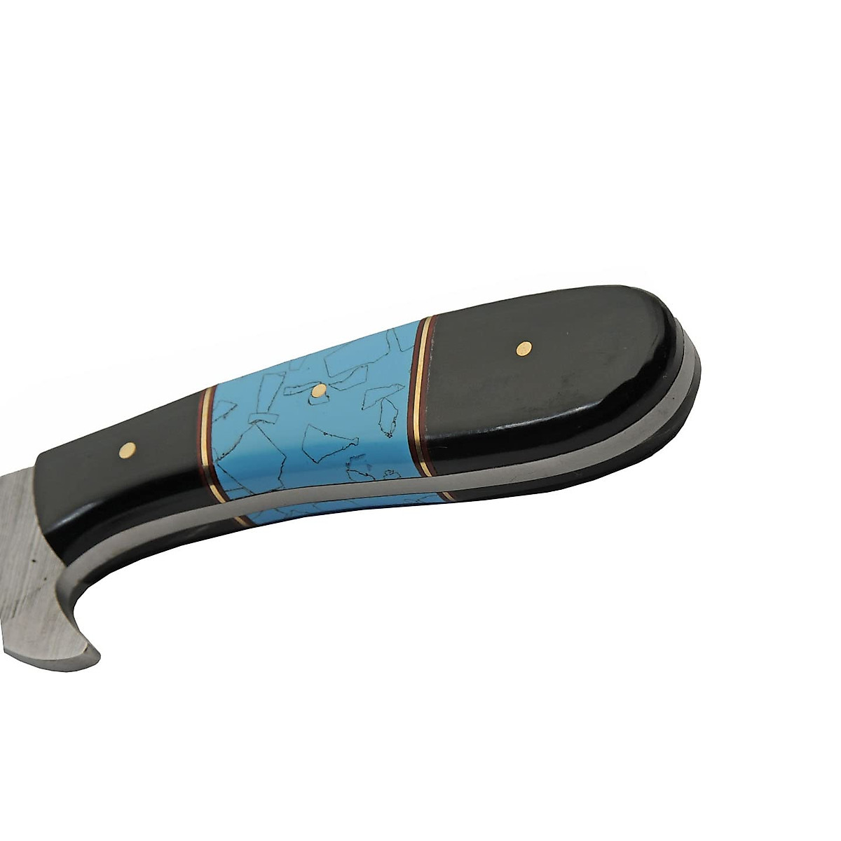 Razor Damascus Steel Blade Turquoise/Horn Handle 8 inch Hunting Knife