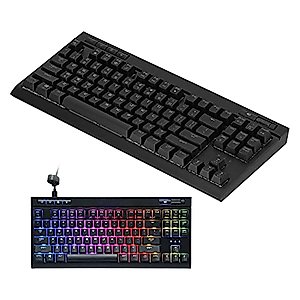 Portable RGB Gaming Mechanical Keyboard,Rainbow LED Backlit Keyboard,Wired Gaming Keyboard,N‑Key Rollover Suspension Keycap,87 Keys RGB Gaming Keyboard for PC Computer Gamer