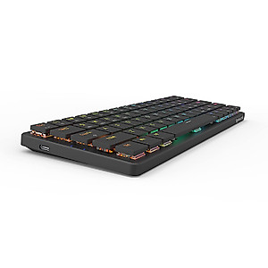 Redragon K624 Pro Mechanical Gaming Keyboard RGB LED Backlit 63 Key Wired/Wireless 2.4G and Bluetooth Low Profile with Anti-Dust Blue Switches (Black)