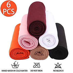 Jelyne 6 Packs Headwraps for Black Women Long Stretch Jersey Head Wrap Hair Scarf Solid Color African Fashion Headwrap