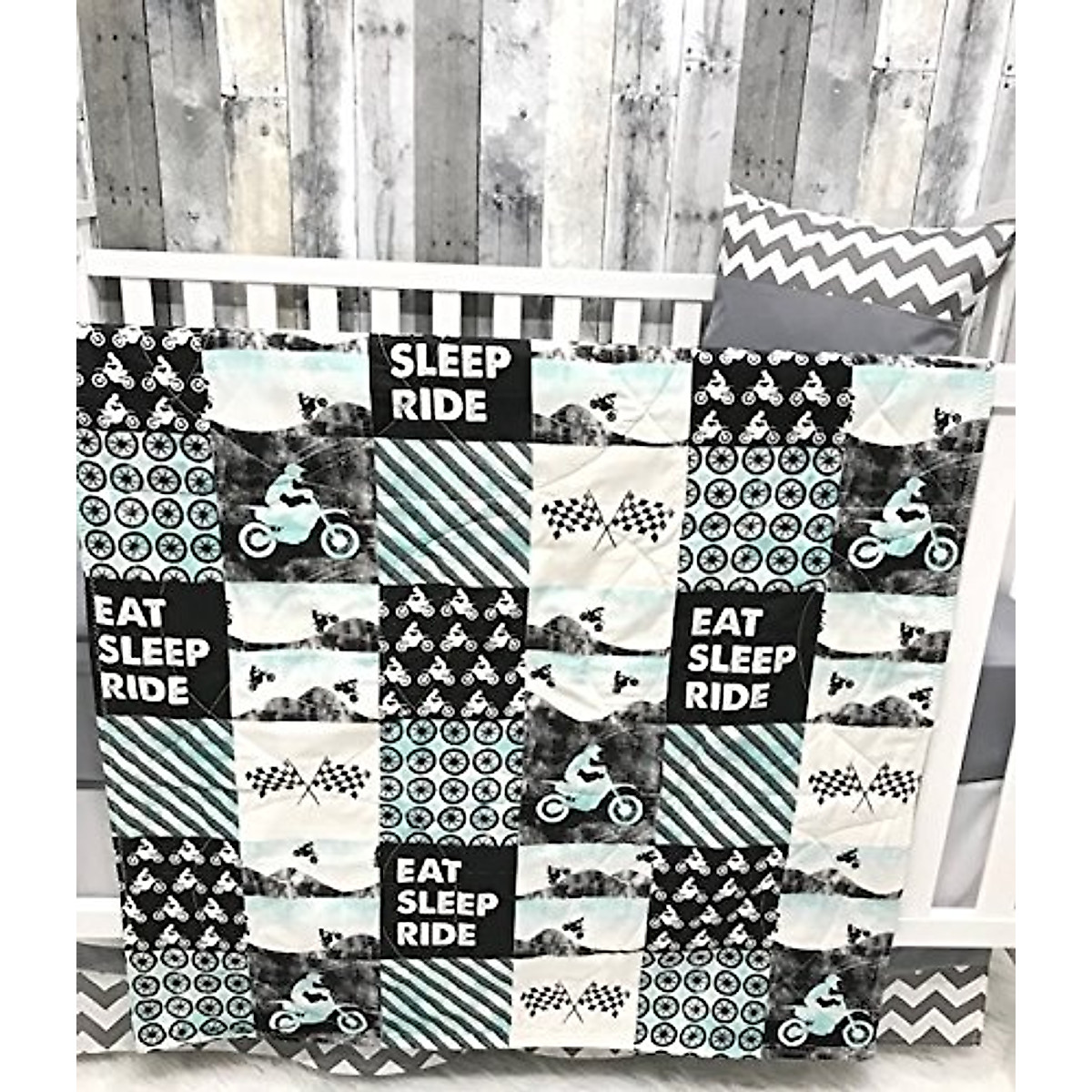 Baby Nursery/Toddler Crib Set, Motorcycle, Dirt Bikes, Motorcycles, Chevron, Nursery Room, Babylooms