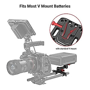 SmallRig V Mount Battery Plate, V-Lock Mount Battery Plate with 15mm Rod Clamp & Adjustable Arm for Power Supply - 2991