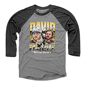 500 LEVEL David Pastrnak 3/4 Sleeve T-Shirt (Baseball Tee, Medium, Black/Heather Gray) - David Pastrnak Boston Vintage WHT