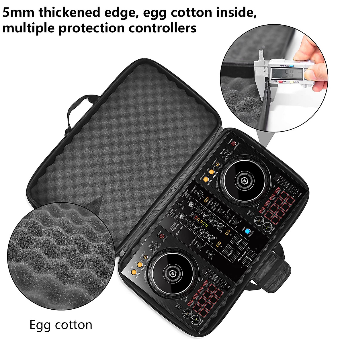 ITHWIU Lightweight Molded Hard Storage Case Fits for Pioneer RX, SX, SX2, SX3, Denon MC7000, FLX6 (L-27.2x 15.7 x 4 Inch)