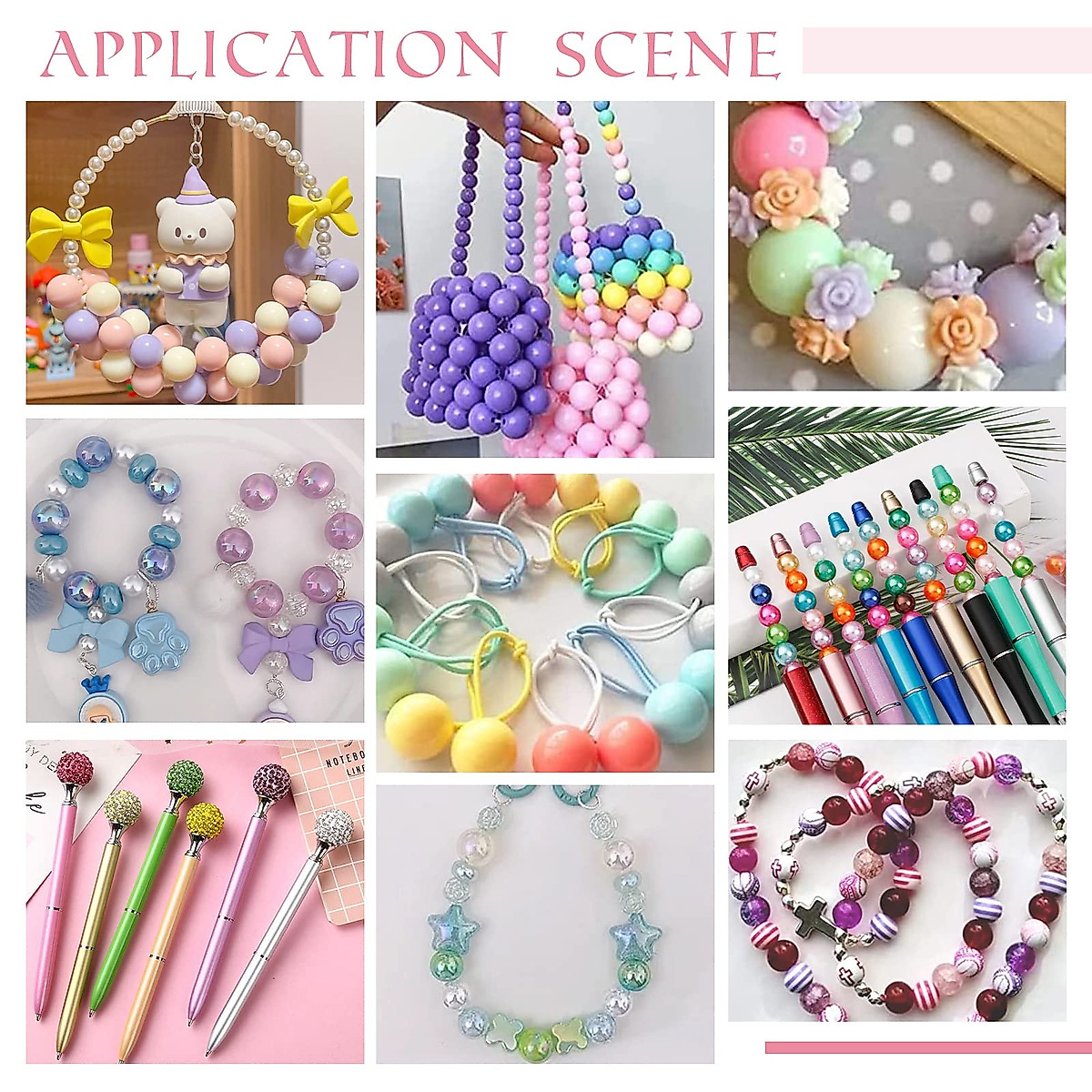 PH PandaHall 50pcs Chunk Beads, 20mm Bubblegum Beads Colorful Large Rhinestone Pearl Beads Loose Beads Round Spacer Beads for Jewelry Bracelet Necklace Pen Bag Chain Making Crafts Supplies