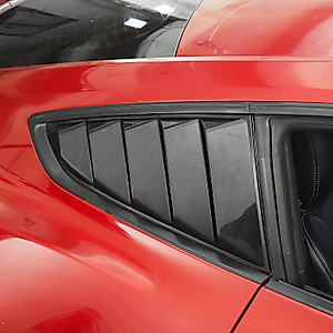 RT-TCZ Rear Quarter Side Window Scoop Louvers Sun Shade Cover Wind Vent Air Deflector Decoration Exterior Accessories for Ford Mustang 2015-2022,2PCS (Black)