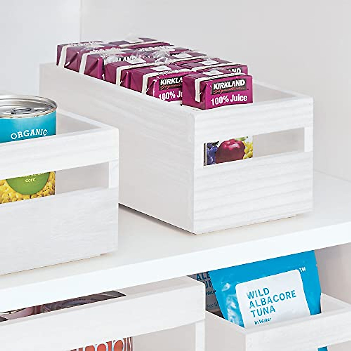 iDesign Renewable Paulownia Wood Collection Storage Bin with Handles, 10" x 5" x 4", White Wash