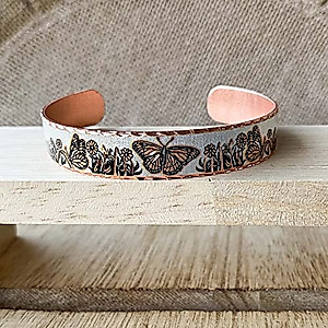 FRONT LINE JEWELRY Handcrafted Copper Women's Butterfly Bracelets Cuff: Embrace Nature's Beauty with Earth-Tone Unique Monarch Butterfly Cuff, Butterfly Gifts