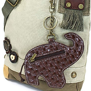 Chala Patch Crossbody GREY ELEPHANT Bag Canvas Messenger Sand Beige Coin Purse