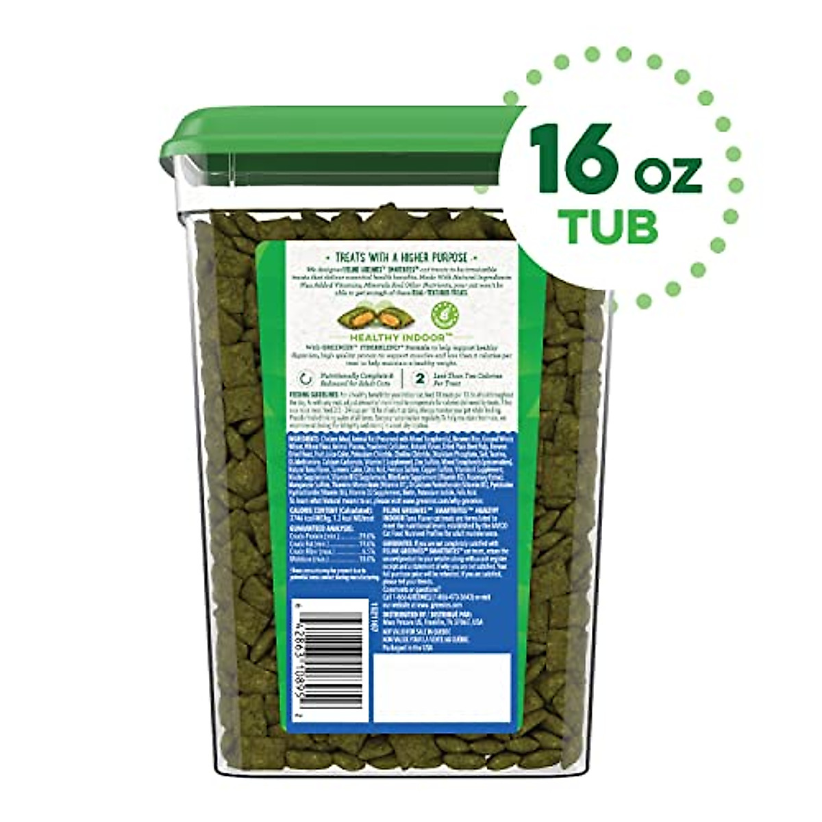 FELINE GREENIES SMARTBITES HEALTHY INDOOR Natural Treats for Cats, Tuna Flavor, 16 oz. Tub