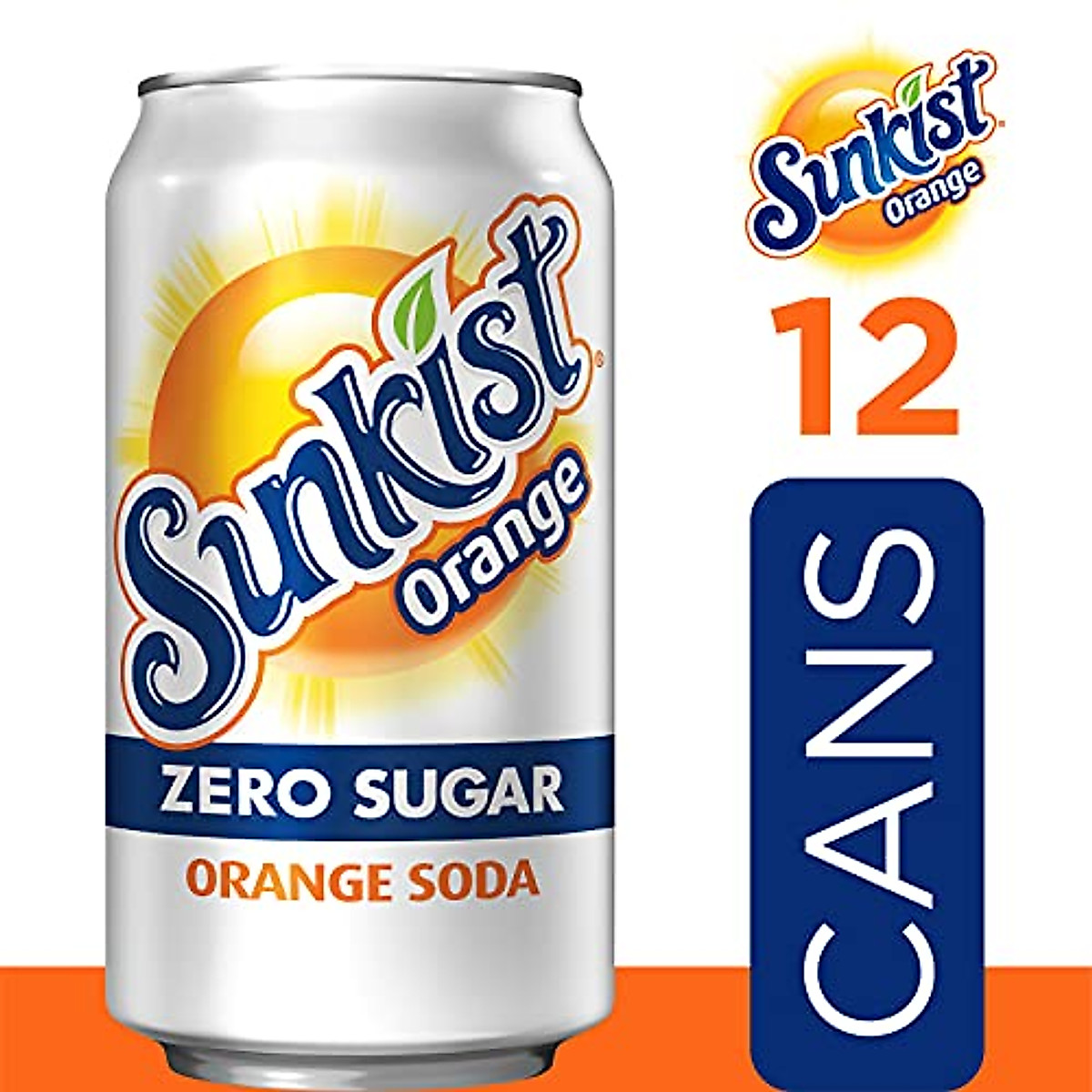 Sunkist Zero Sugar Orange Soda, 12 fl oz cans, 12 pack
