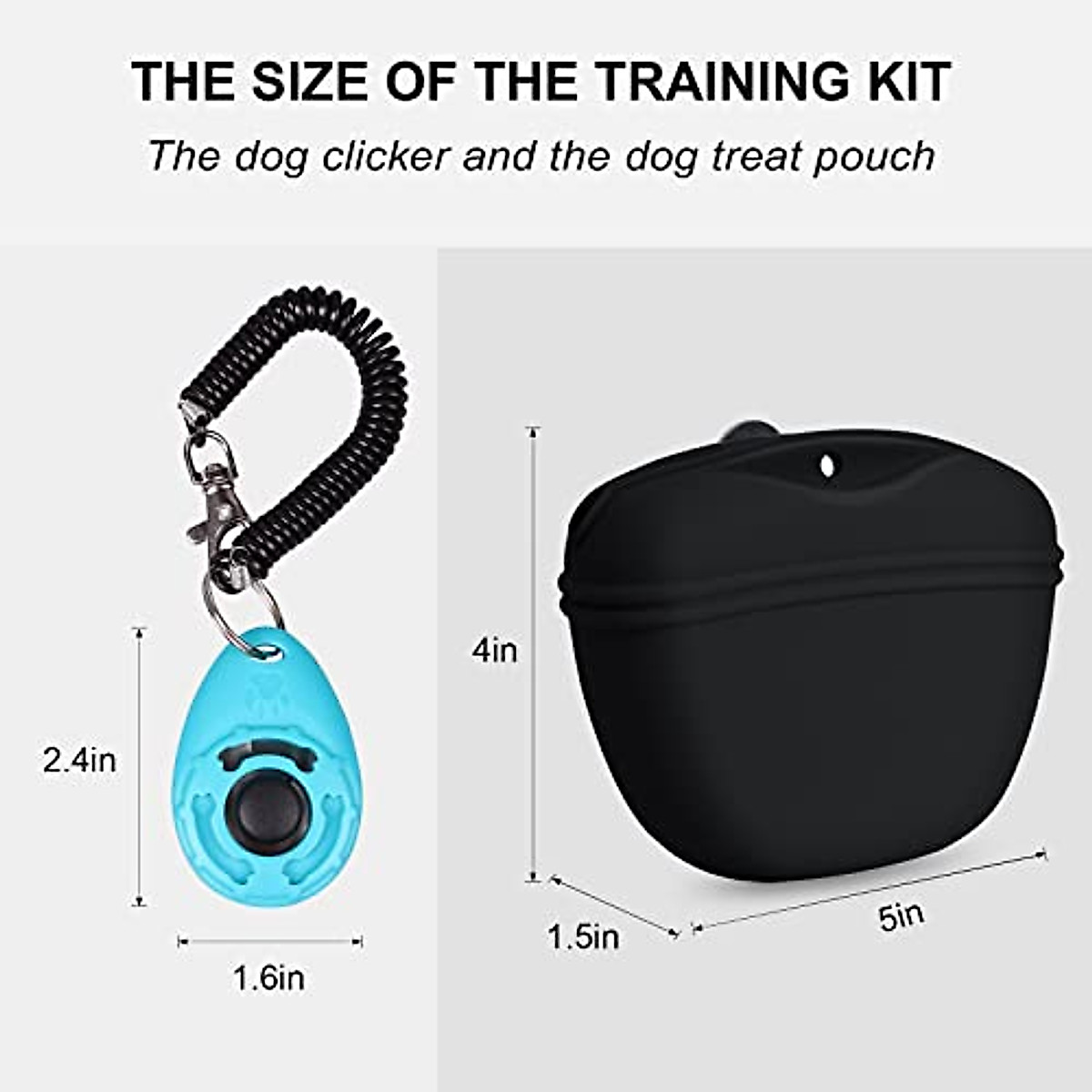 Left&Right Dog Clicker Training Kit,Silicone Dog Training Treat Pouch and Dog Clickers,Dog Treat Bag with Clicker Training for Dogs,Pet Treat Bag with Convenient Magnetic Buckle Closing and Waist Clip