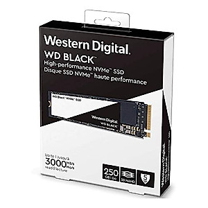 WD Black 250GB High-Performance NVMe PCIe Internal - M.2 2280, 8 Gb/s - WDS250G2X0C