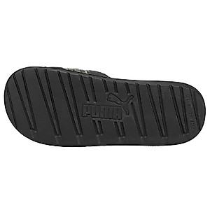 Puma - Womens Cool Cat Stripe Repeat Sandals, Size: 8 M US, Color: Puma Black/Puma Team Gold