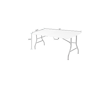 COSCO 6 ft. Fold-in-Half Banquet Table w/Handle, White