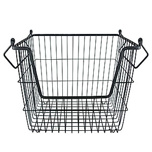 DII Metal Wire Mesh Stackable Utility Storage Bin, Large Rectangle, 13x10x11", Black