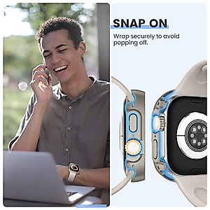 [3PACK] Tensea for Apple Watch Ultra 2/Ultra Screen Protector Case 49mm, iWatch Protective Face Cover, Hard PC Bumper Built-in Tempered Glass Film, Ultra-Thin Guard Women Men, 49 mm