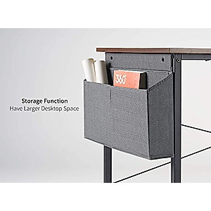 Cubiker Computer Desk 55 inch Home Office Writing Study Desk, Modern Simple Style Laptop Table with Storage Bag, Walnut