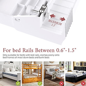 SOLEJAZZ Bedside Shelf for Bed, Foldable Bunk Bed Shelf Clip On Nightstand Tray College Dorm Room Essential Table Caddy with Drawer, Cup & Cord Holder for Top Bunk Organizer Bedroom Nightstand, White