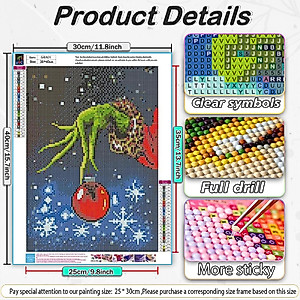 Gearock 2 Pack Christmas Diamond Painting Kits for Adults Beginners, Merry Grinchmas DIY Diamond Art Kits for Room Bedroom Living Room Decor, 5D Diamond Art Painting, Christmas Gifts, 12x16 Inch