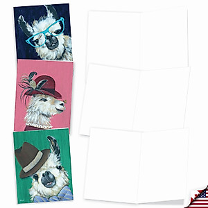 The Best Card Company Assorted Blank Greeting Card Box Set - Incl. 20 Cards + Envelopes - 10 Unique Designs - Perfect for Thank Yous, Invitations, More - Personality Llamas AM7036OCB-B2x10-NB