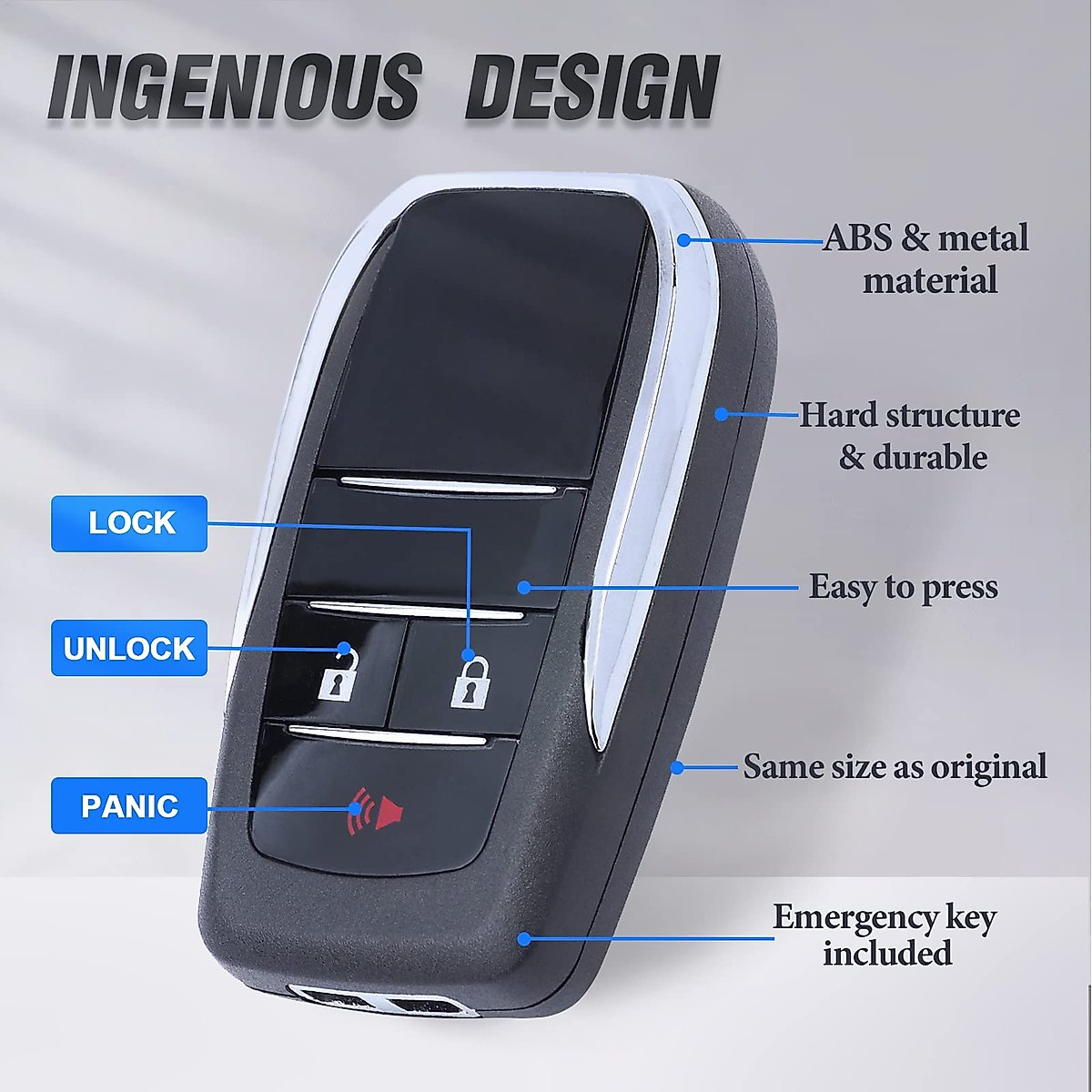Keymall Modified Upgraded Flip Key Shell Case Replacement for Toyota RAV4 Camry for Scion TOY43,JUST A Key CASE (Upgraded 3 Buttons)