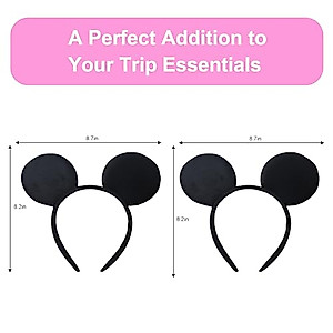 Kirnuo 2 Pcs Mouse Ears Solid Black Mouse Headband for Girls Women Adult Mouse Themed Birthday Party Supplies and Costume Cosplay Decoration