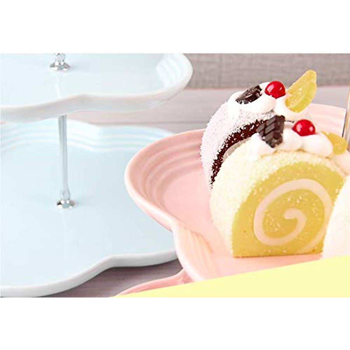 1Set 3 Tier Heavy Duty Metal Cake Stand Handle Fruit Dessert Cupcake Plate Stand Centre Handle Fitttings Round Hardware Rod Holder with Stylus(Silver)