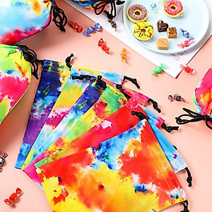 Zhengmy Tie Dye Party Birthday Gift Bags 10 x 7 Inch Treat Goodie Drawstring Favor for Kids Supplies Candy Beach Luau (Graffiti Style, 32 Pack)