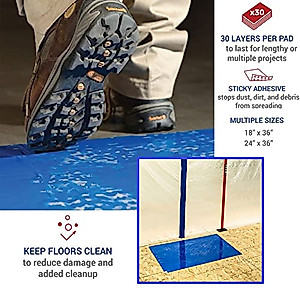 YAHEA Cleanroom Sticky Mats 2 Pack, Blue 24''×36'' Construction Tacky/Adhesive Floor Mats for Laboratory Hospital Construction Pet, 40 Microns(30 Sheets Each)