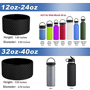 FLORAPELL Boot for Hydro Flask 12 16 18 20 21 24 32 40 oz Water Bottle, Silicone Hydroflask Boots Protective Bottom Sleeve Cover for Hydro Water Bottles (Black, Fits 32 oz and 40 oz Bottles)