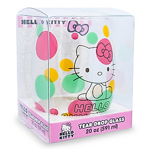 Silver Buffalo Sanrio Hello Kitty Loves Ice Cream Teardrop Stemless Wine Glass | Tumbler Cup For Mimosas, Cocktails | Holds 20 Ounces