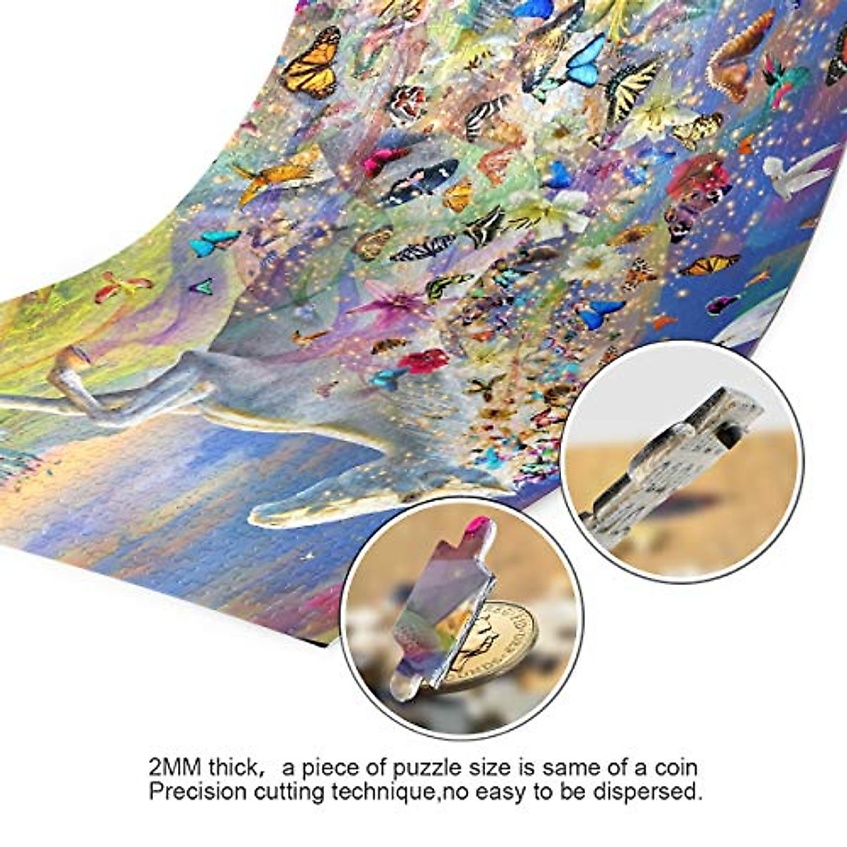 Unicorn Butterfly Jigsaw Puzzles 1000 Pieces for Adults 500 Pieces Art Project for Home Wall Decor 20.5 x 14.9 Inch