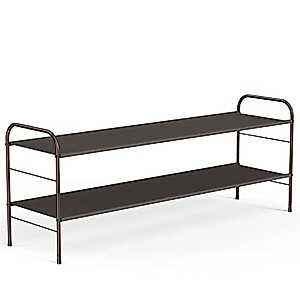Coonoor 2-Tier Long Shoe Rack Storage for Wide Shoe Shelf Organizer,Bronze