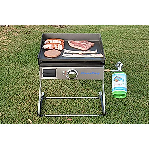 Flame King Flat Top Portable Propane Cast Iron Grill Griddle Tabletop, RV or Wall Mounted, Stand on Floor for Outdoor Camping, RV, Marine,Black