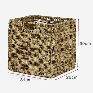 Desktop Storage Woven Basket Magazine Magazine Toy Basket Storage Basket Manual 5 Sizes (Size : 312630cm)