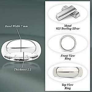Diamond2Deal 925 Sterling Silver 7mm Wedding Band Ring