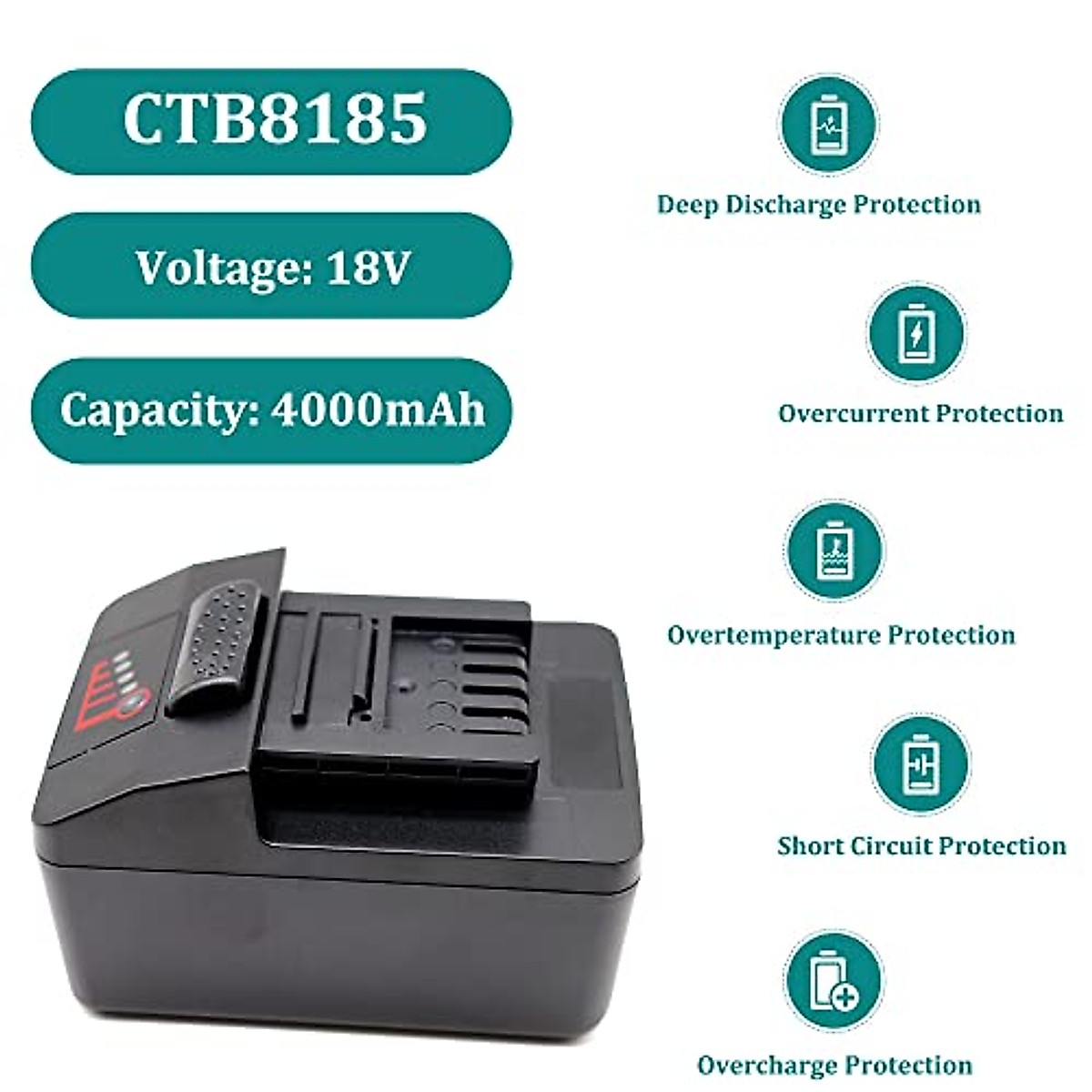PowerWings CTB8185 Battery, 18V 4Ah 4000mAh Power Tool Battery Replace for Snap on CTB8185 CT7850 CTR7850H CTL7850 CTB7185 CTB8187 li-ion Battery (NOT fit for Nicad Battery)
