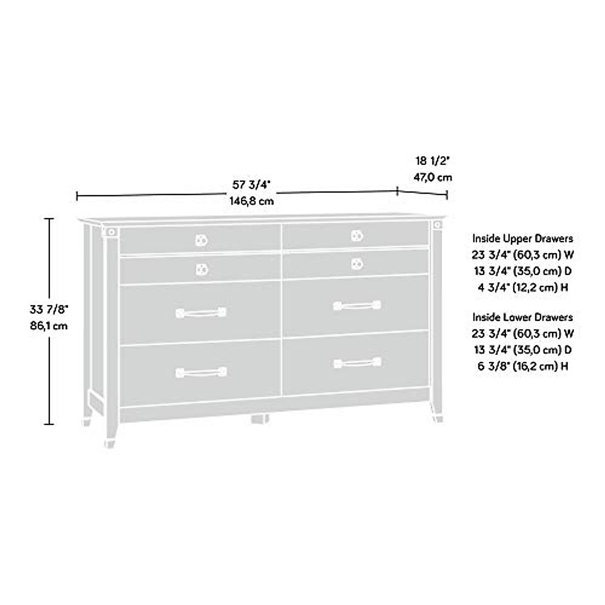 Sauder Carson Forge Dresser, Washington Cherry finish