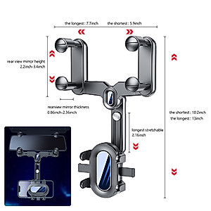 Turcee Car Rearview Mirror Navigation Phone Holder,[2022 New Upgraded ] Car Phone Holder,360°Rotatable and Retractable Car Phone Holder,for with iPhone Samsung Galaxy All Smartphones & Cars